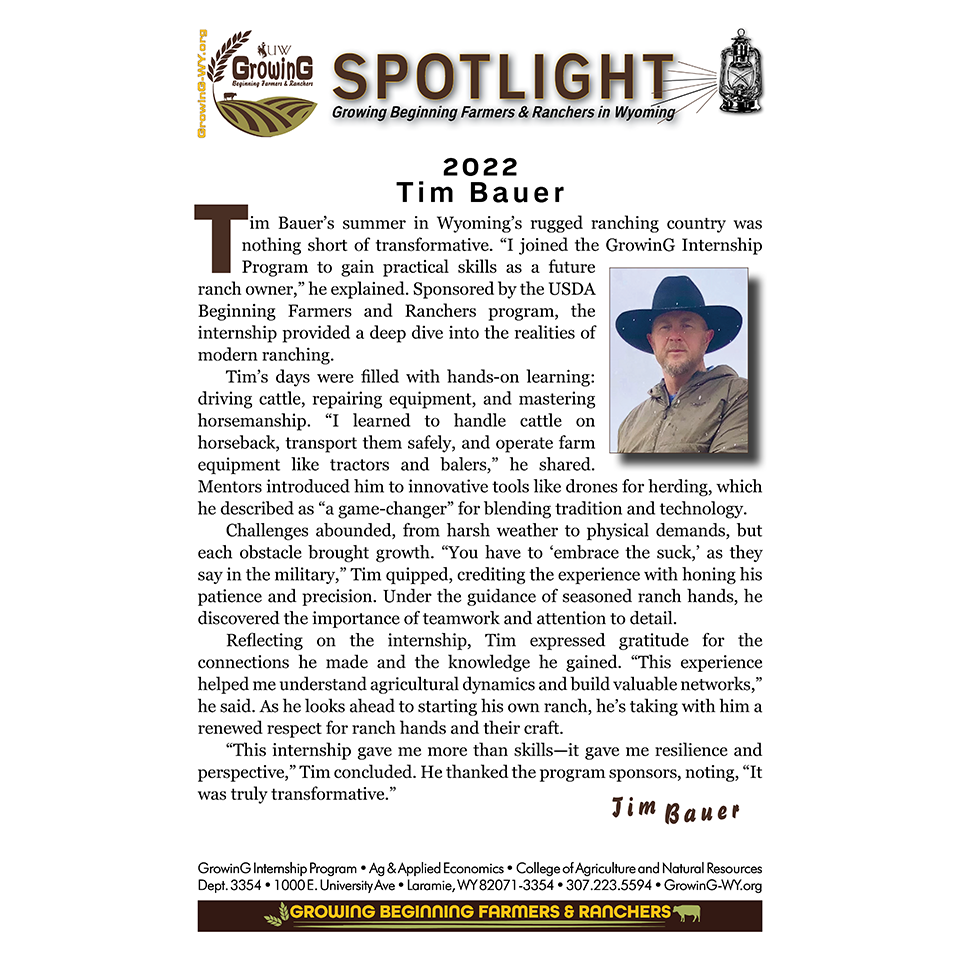 Intern Spotlight – Tim Bauer, 2022